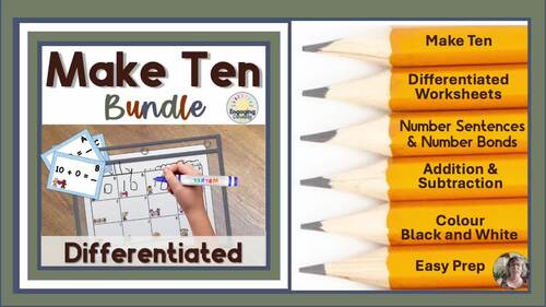 Differentiated Make Ten Write the Room Bundle with Unknown Numbers ...