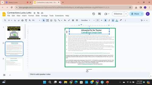 Contractions Game Digital Online Google Activity 3rd 4th Grade Self ...