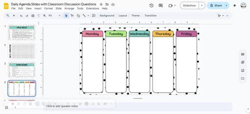 Daily Agenda Slides for Middle School - Daily Discussion Questions