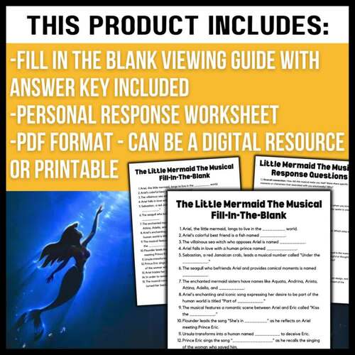 The Little Mermaid Musical: Fill In The Blank Viewing Guide & Response ...