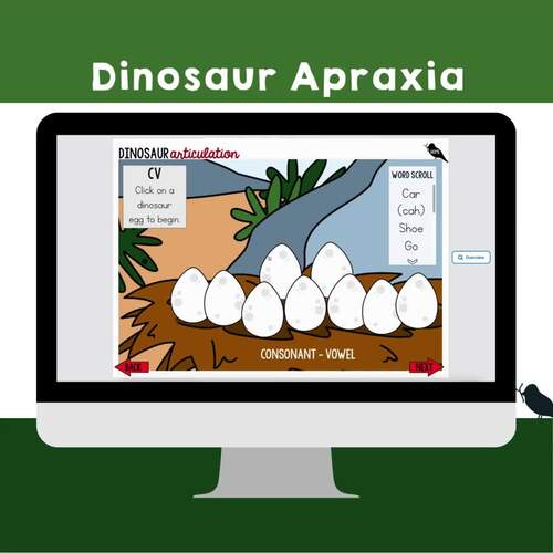 Dinosaur Articulation Apraxia of Speech: Boom™ Cards + NO PREP Printables