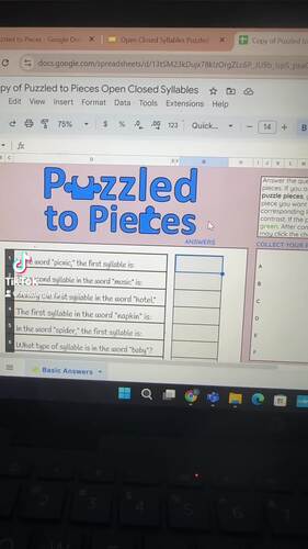 Open Closed Syllables Reading Game Digital Puzzle Self Checking Google ...