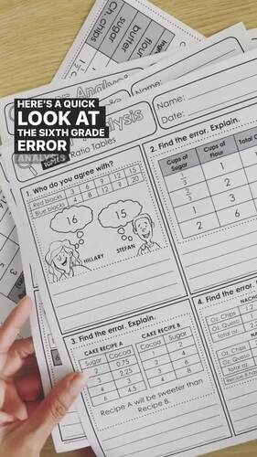 6th Grade Error Analysis Math Review Activities Prompts Booklets Spiral ...