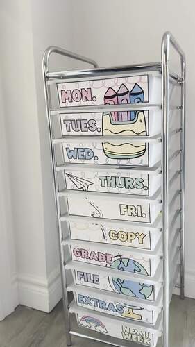 10/12 Drawer Cart Labels | Ready to Print or Editable by mmerainbows