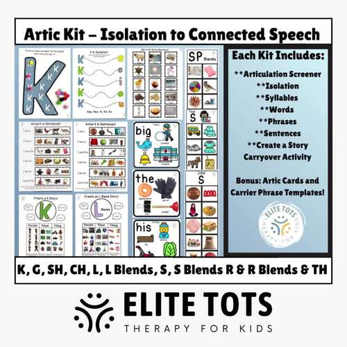 Artic Kit - Isolation to Connected Speech (K, G, SH, CH, L, S, R ...