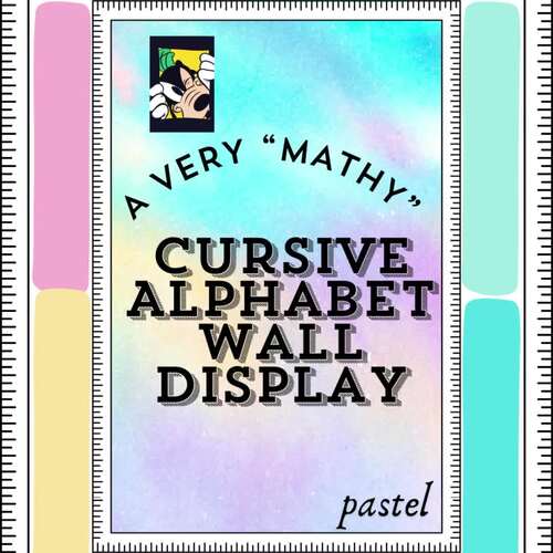 Math Cursive Alphabet for Wall (Pastel) by The SPinnovative Classroom