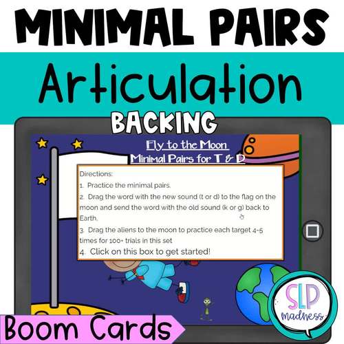 Speech Therapy Boom Cards Minimal Pairs Backing T and D Articulation Sounds