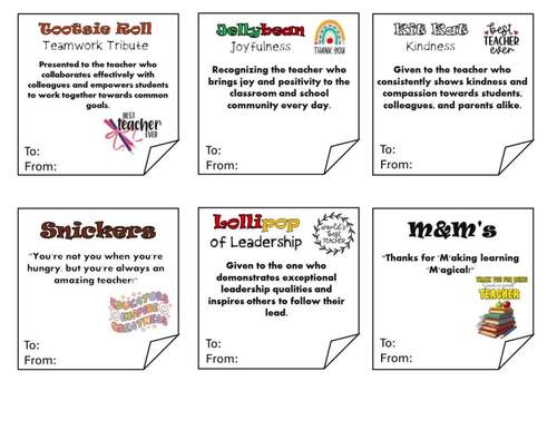 Editable Candy Teacher Appreciation tags| Motivational Quotes| Back to ...