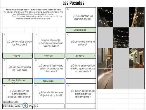 Las Posadas Reading Comprehension Spanish Christmas Mystery Picture Puzzle