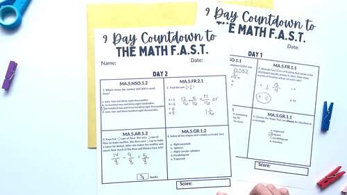 Florida B.E.S.T. Math Standards Test Prep for the FAST 5th Grade Spiral ...