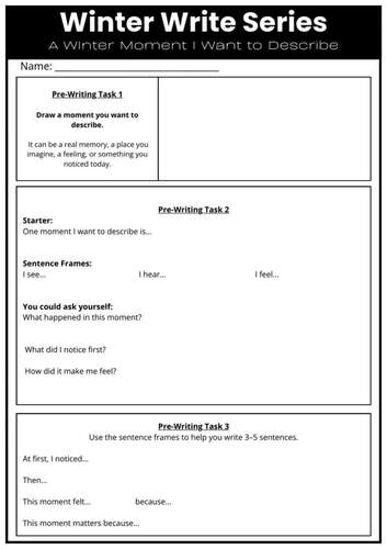 Winter Writing: Describe a Winter Moment | SEL + Scaffolded (No Prep)