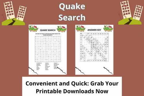Earthquake Word Search- Explore Earthquake Vocabulary. For 3rd-6th grade.