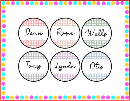 Printable Boho Student Name Tags, Round Daycare Labels, Circle Cubby Labels