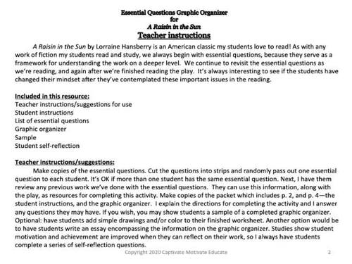 BUNDLE of Activities for A Raisin in the Sun, analysis | TPT