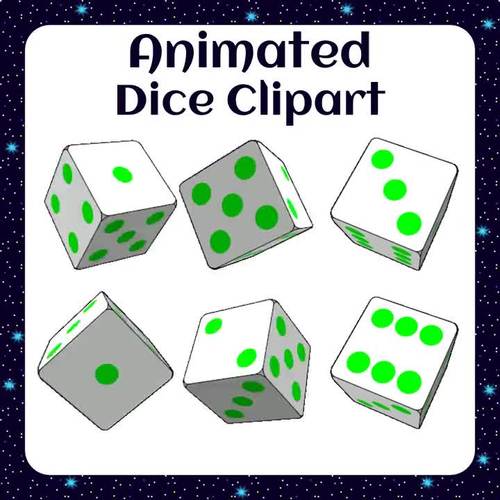 Digital Dice GIFs - Animated Clipart – White with Green Dots | TPT
