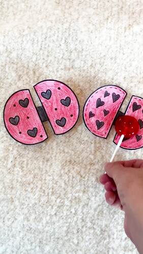 Valentine Heart Ladybugs on Lollipops Craft | Ladybug Wings Hearts to ...