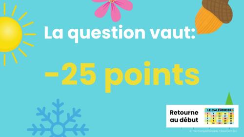 The Unfair Game in French: Le calendrier | TPT