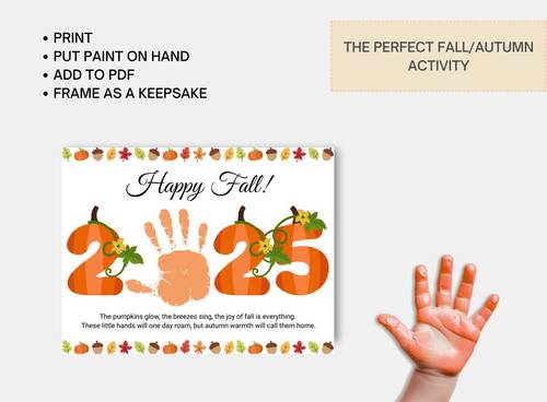 2025 Fall Handprint Craft Activity, Autumn Keepsake by Aprilmakesprintable