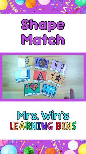 Birthday Themed Memory, Math, & Early Learning Fun | Shape Match Game