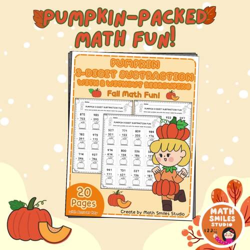 Pumpkin 3-Digit Subtraction With&Without Regrouping | Fall Math | 2nd ...