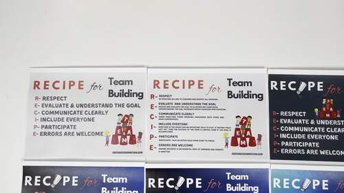 RECIPE FOR TEAM BUILDING - 12 colorful posters by Keeping Kids in Motion