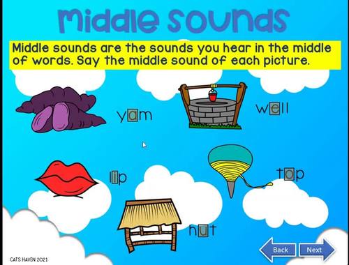 Middle Sound and Ending Sound Game | PPT by Cat's Haven | TPT
