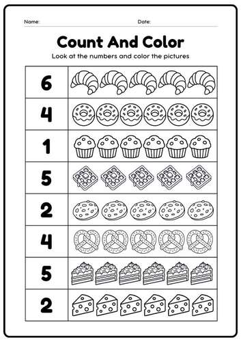 Numbers 1 to 10 Worksheets - Count and Color by TANDPSTUDIO | TPT
