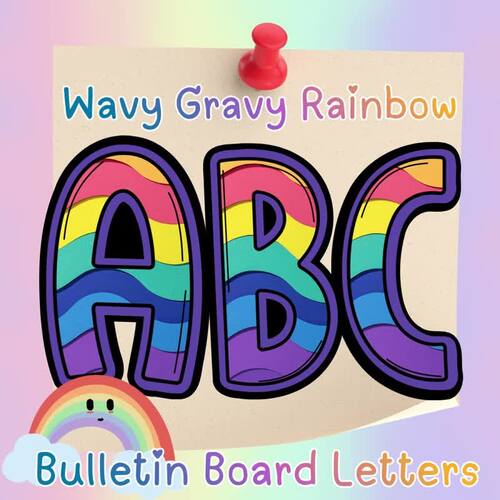 Colorful Rainbow Alphabet Bulletin Board Letters | Uppercase, Lowercase ...