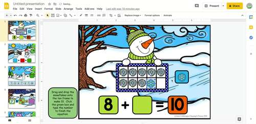 Digital Math Resource l Addition Up To 10 l Winter Theme by Camping In ...
