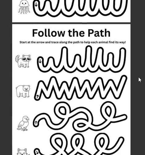 Follow the Path Animal Pencil Control Worksheets | Fine Visual Motor ...