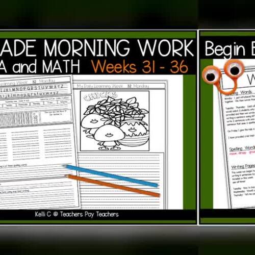 1st Grade Morning Work Daily Practice Math and ELA Spiral Review Weeks ...