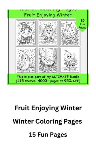 Snowy Fruit Coloring Pages | Printable Winter Coloring Book for Kids ...