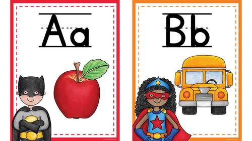 SUPERHERO CLASS DECOR | Alphabet Posters by Teaching Superkids | TpT