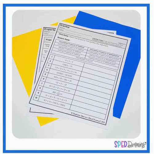 Properties of Real Numbers Guided Notes Practice Exit Ticket Algebra 1 ...