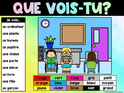 Que vois-tu? la rentrée French Back to School Picture Prompts | TPT
