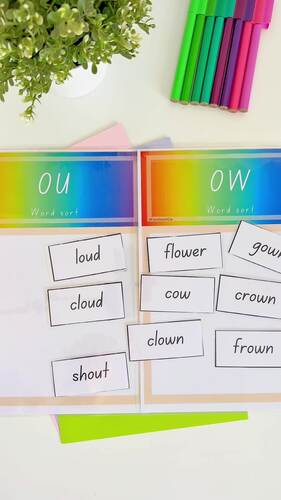 Diphthong ow & ou phonics vowel digraph teams games and worksheets ...