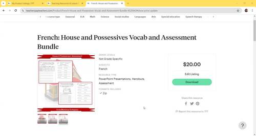 French: House and Possessives Vocab and Assessment Bundle | TPT