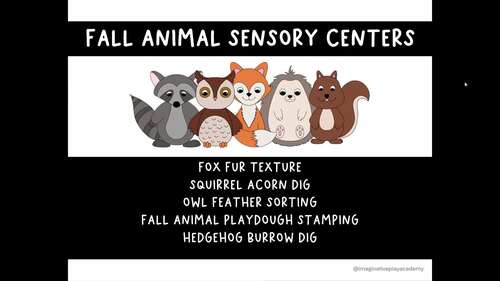 Preschool Sensory Centers: Fall Animals | TPT