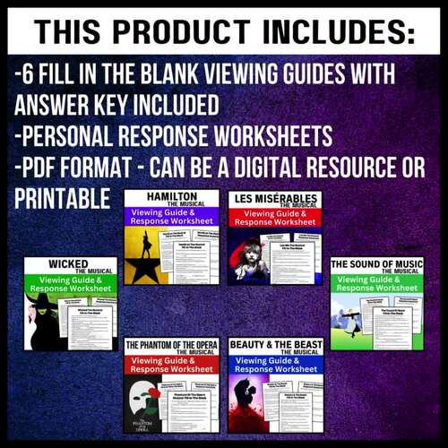 Classic Broadway Bundle → 6 Musical Theatre Viewing Guides & Response ...