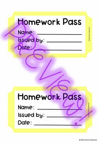 Colorful Homework Passes by Ciara's Classroom | TPT