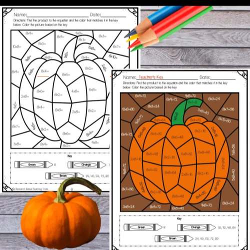 Fall Multiplication Color by Number Packets by Research Based Teaching ...