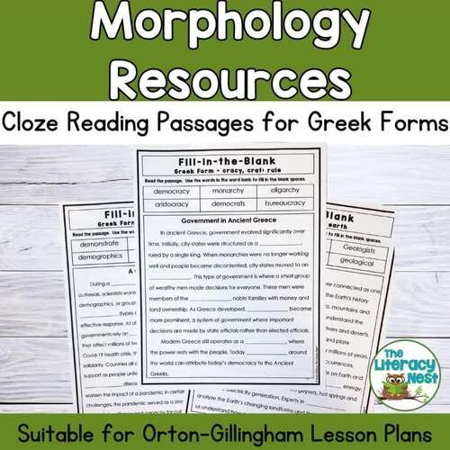 Morphology Cloze Reading Comprehension Passages for Greek Forms | TPT