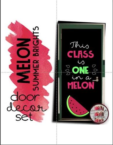 Watermelon Door Decoration Set "One in a Melon" Summer Bulletin Board Kit