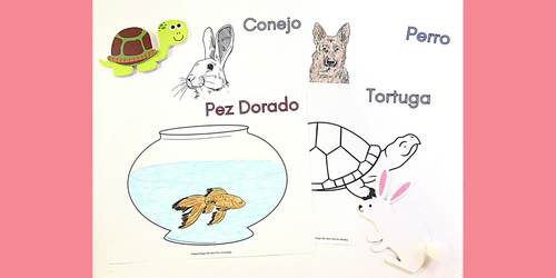 Mascotas Pets Spanish Coloring Pages with Basic Spanish Vocabulary