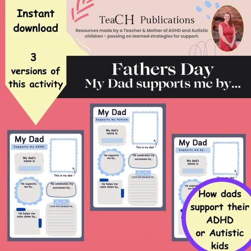 Fathers Day Activity Poster My Dad Helps Me Classroom Activity for ...