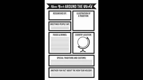 New Year Around the World Research Poster | Printable Activity Template