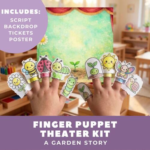 Spring Garden Finger Puppet Play Kit, Printable Theater Story Script ...