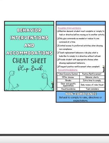 Behavior Intervention And Accommodation Cheat Sheet Flipbook | TPT