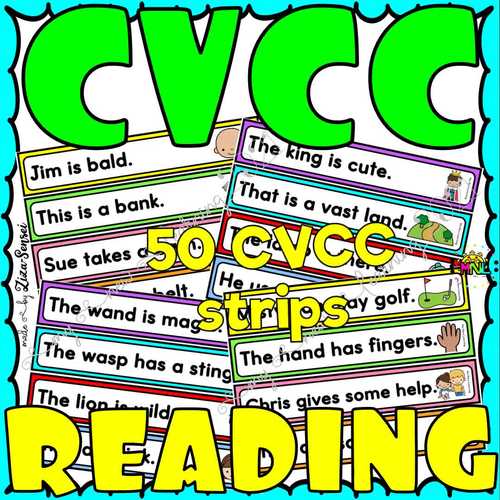 Phonics CVCC Reading Strips CVCC Word Sentences Pack by My New Learning