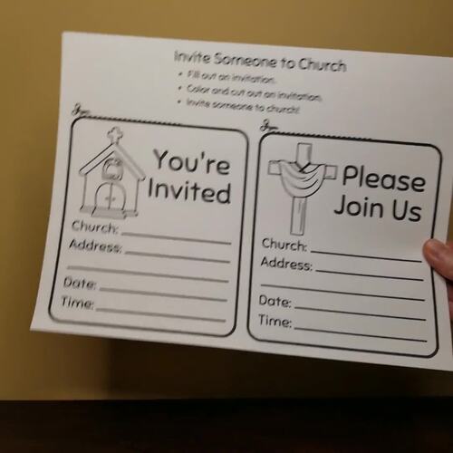 Invite Someone to Church Sunday School Activity, Kids Church Invitation ...